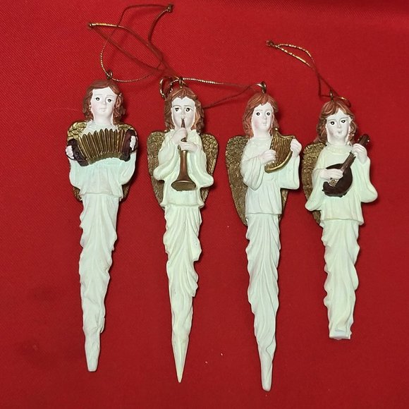 Holiday | Vtg Angel Icicle Playing Musical Instruments Christmas ...
